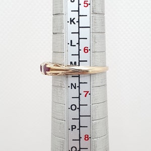 Vintage 9ct Gold Ruby Diamond Ring Solid 375 9k Yellow Hallmarked 1980s ...