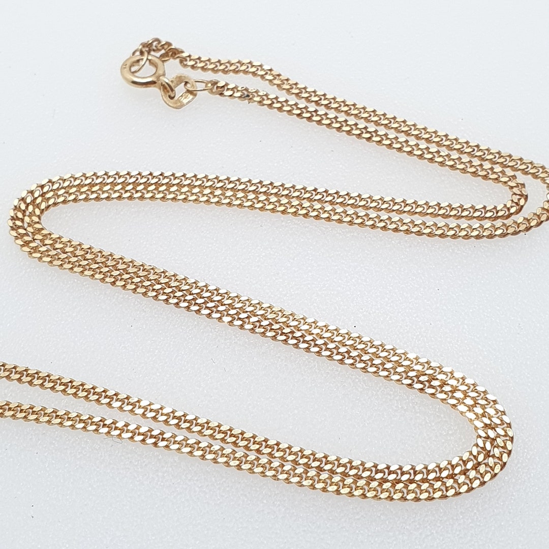 Vintage 9ct Gold Chain Curb Link Necklace 4.25g 46cm 18 9k Yellow 375 ...