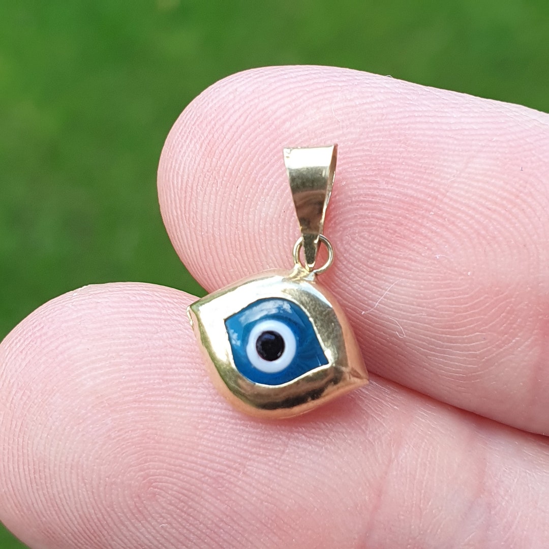 Vintage 14ct Gold Eye Pendant Blue Eyes Glass All Seeing Eye Petit ...