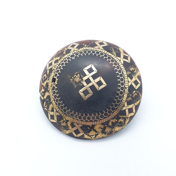 Antique Victorian Large Tortoise Shell Brooch Pique Square - Etsy