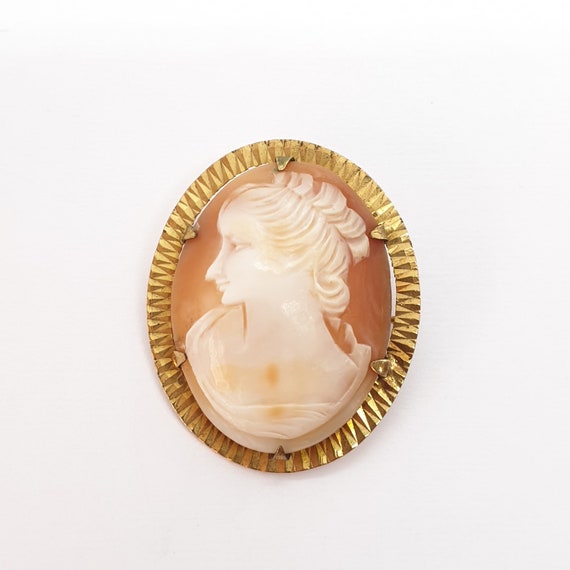 Antique Art Deco Rolled Gold Cameo Brooch Shell Large… - Gem