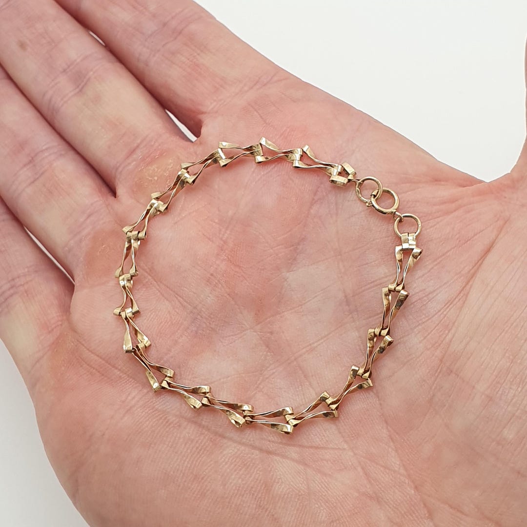 Vintage 9ct Gold Bracelet Chain Fancy Twist Style Links 2.24g 18cm 7 ...