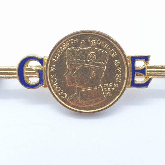 Old Vintage Gold Gilt Coin Brooch Pin King George VI Enamel | Etsy