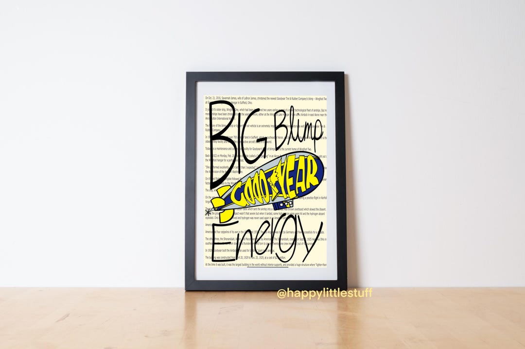5 X 7 Wall Art, Goodyear Blimp, Big Blimp Energy, Illustration, Bright ...