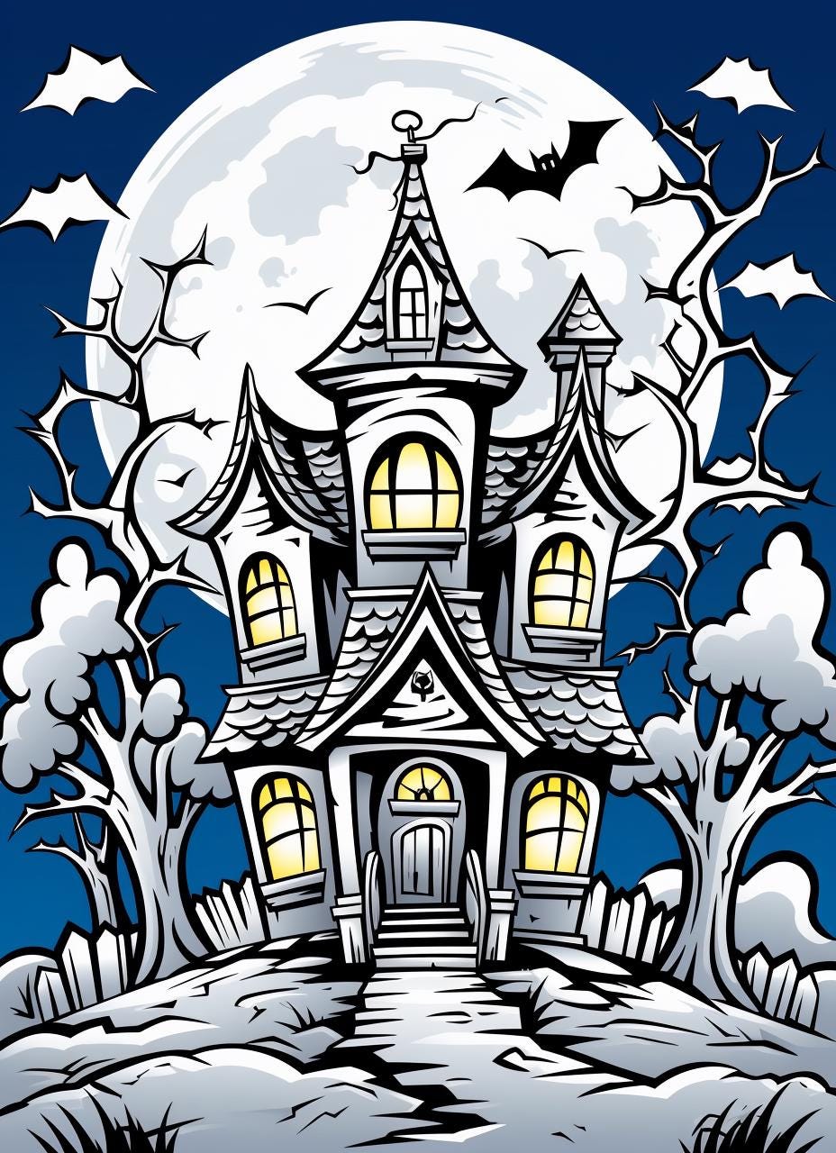 Haunted House Coloring Book - Etsy