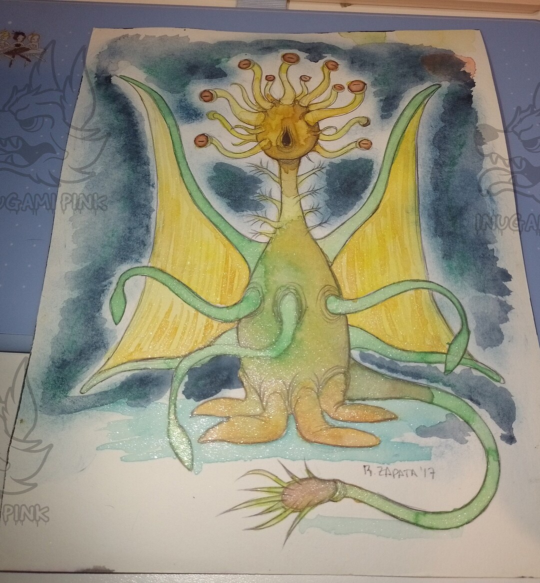 Original Traditional Art Cthulhu's Mythos Elder Thing Watercolor - Etsy
