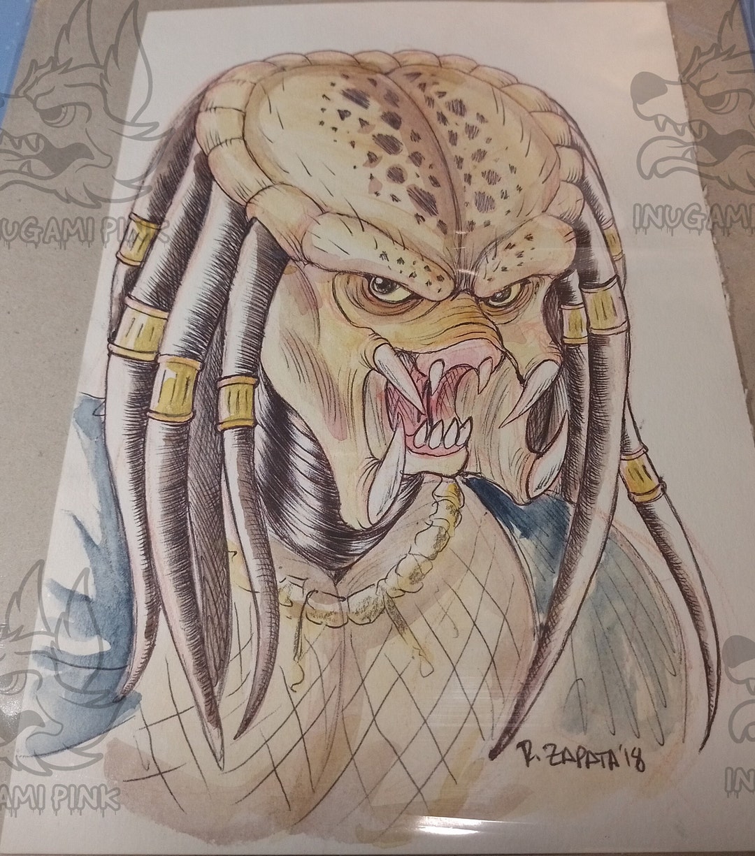 Original Traditional Fan Art- Predator Watercolor and Pen Illustration ...