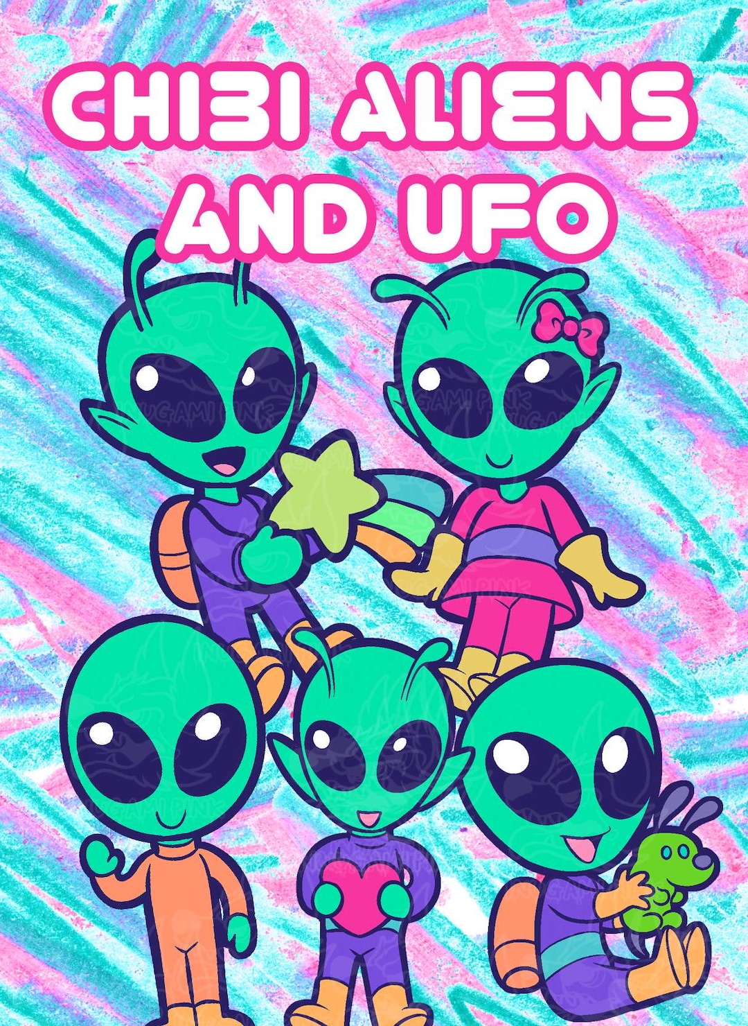 SET Chibi Aliens UFO Vinyl Sticker - Etsy