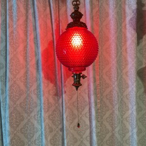 Real RED Glass 10 Wide Vintage MCM Hanging Swag Lamp Light - Etsy