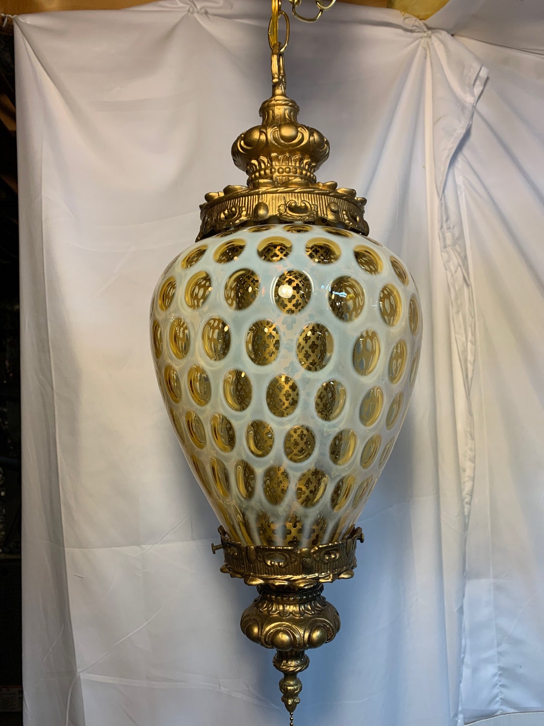 Stunning Fenton Honeysuckle Coin-dot Vintage Hanging Swag Lamp - Etsy