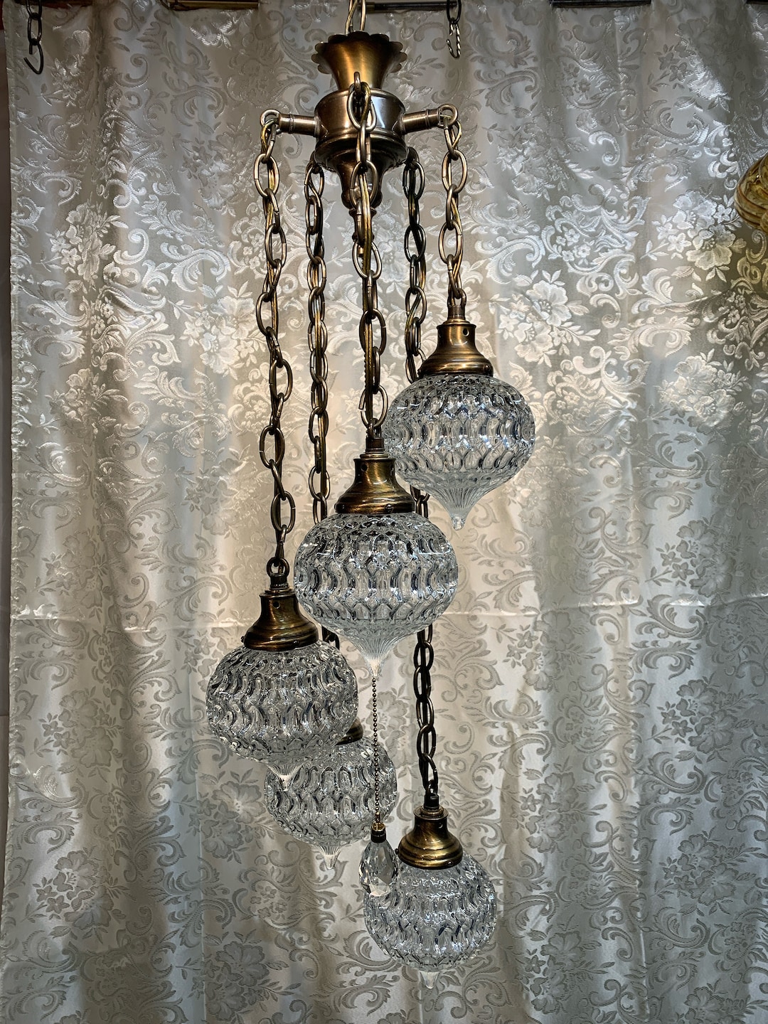 Awesome Five Globe Vintage Hanging Swag Lamp Light With Teardrop Globes ...