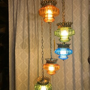 Five Shade Multi-colored Glass Hanging Swag Lamp Light - Etsy
