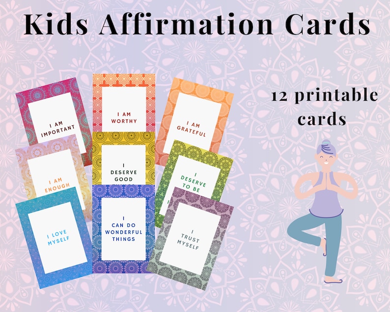 Affirmation Cards Mindfulness Cards for Kids Positive Thoughts for Kids ...