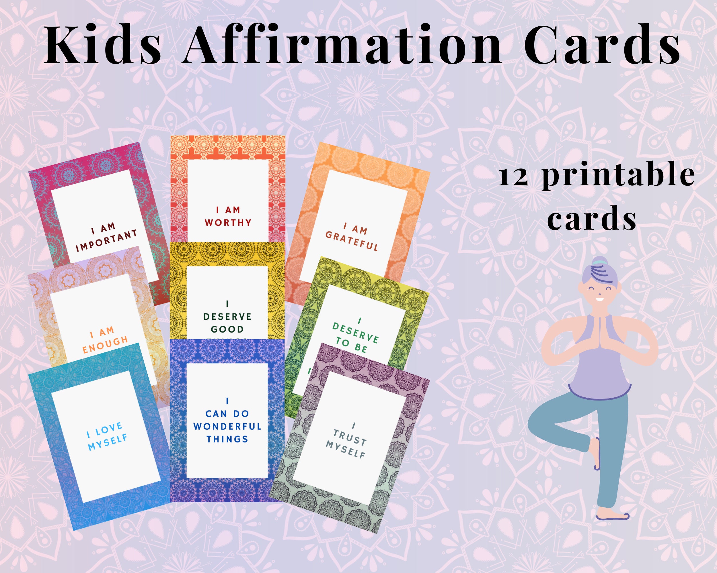 Affirmation Cards Mindfulness Cards for Kids Positive Thoughts for Kids ...