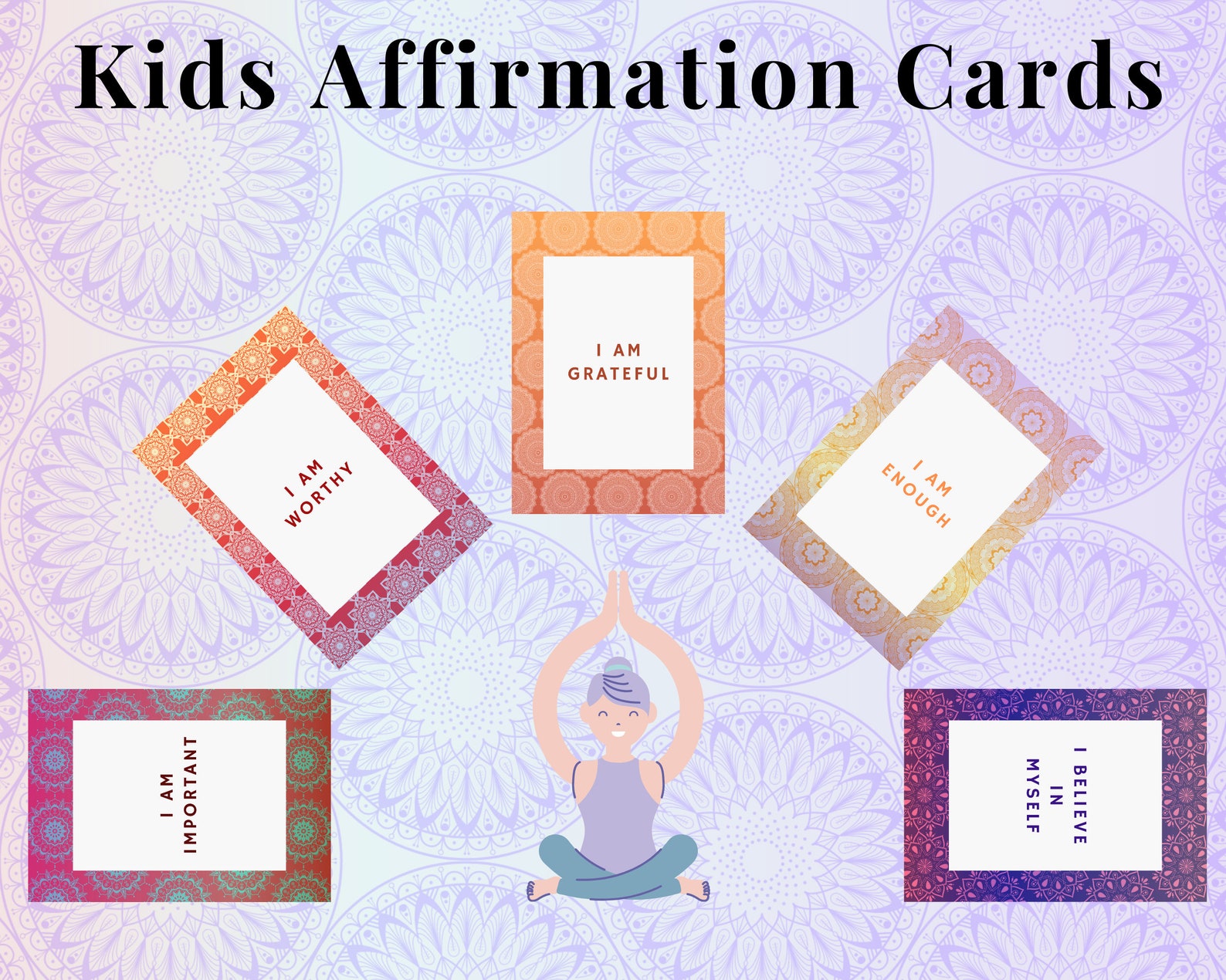Affirmation Cards Mindfulness Cards for Kids Positive Thoughts for Kids ...