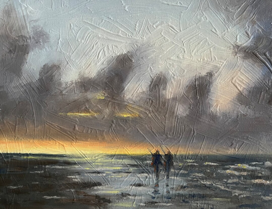 End of the Day Fishermen | Original Oil on Canvas Board Painting by ...