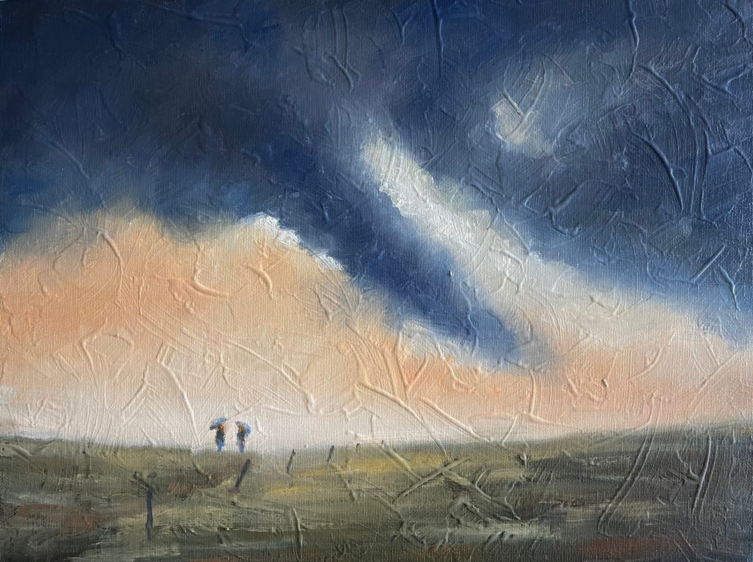 Walk in the Rain | Original Oil on Board by Vernon Lintern | Art for ...