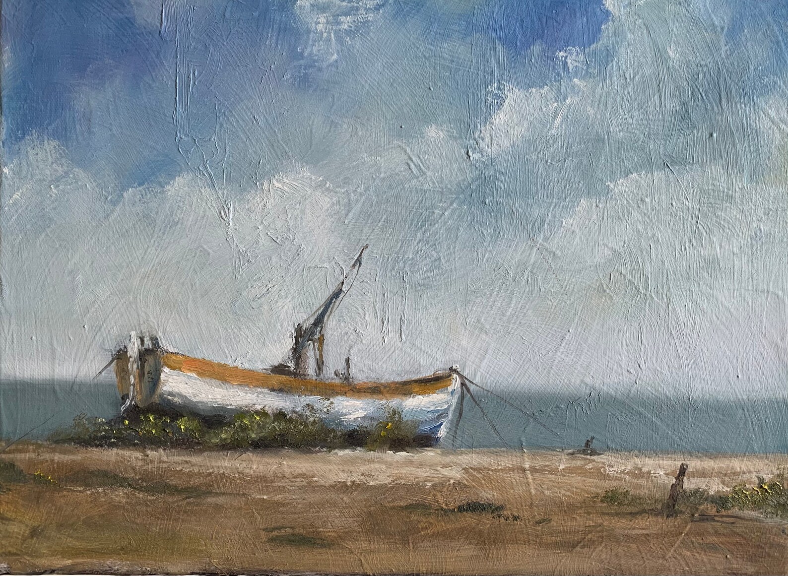 Fishing Boat Deal I Original Oil on Canvas Painting by Vernon Lintern ...