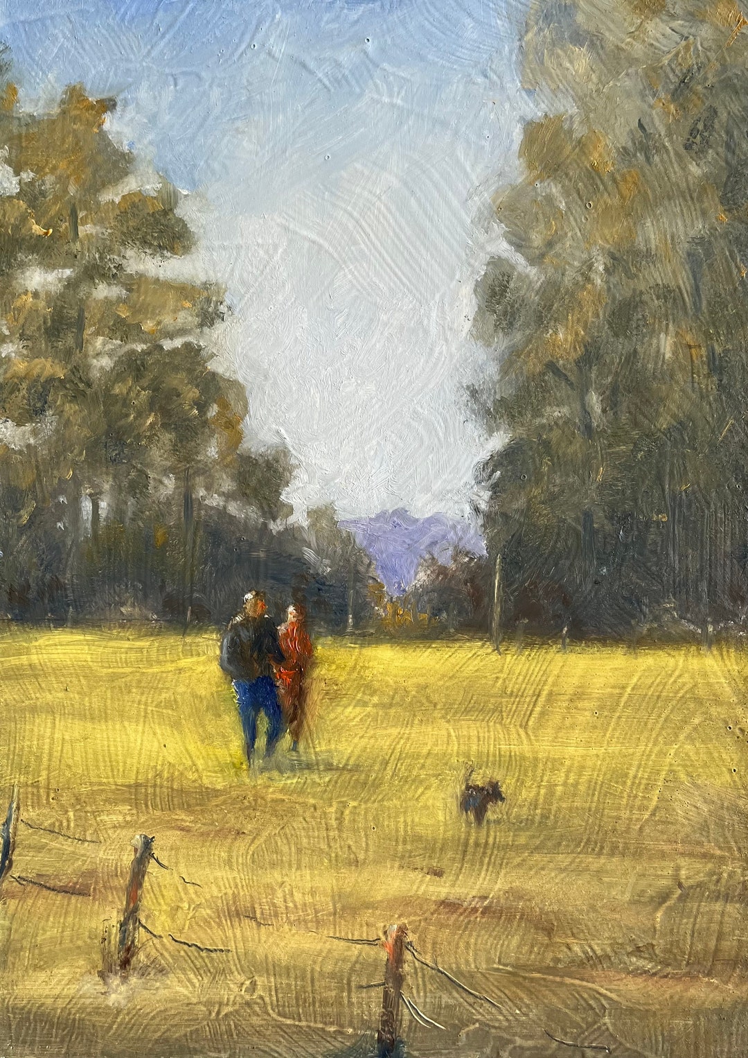 A Walk Through the Fields | Original Oil on Hardboard Painting by ...