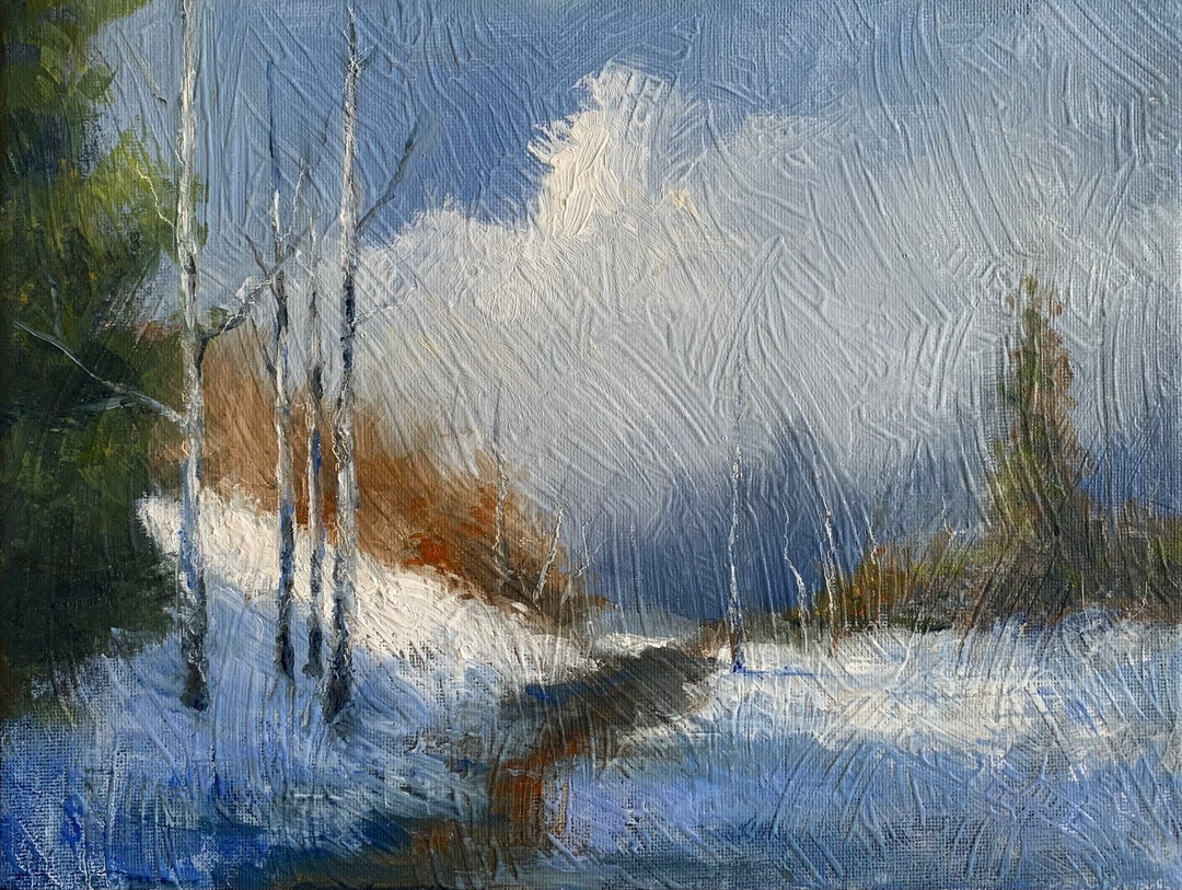 Snow on the Hill | Original Oil on Canvas Landscape Painting by Vernon ...