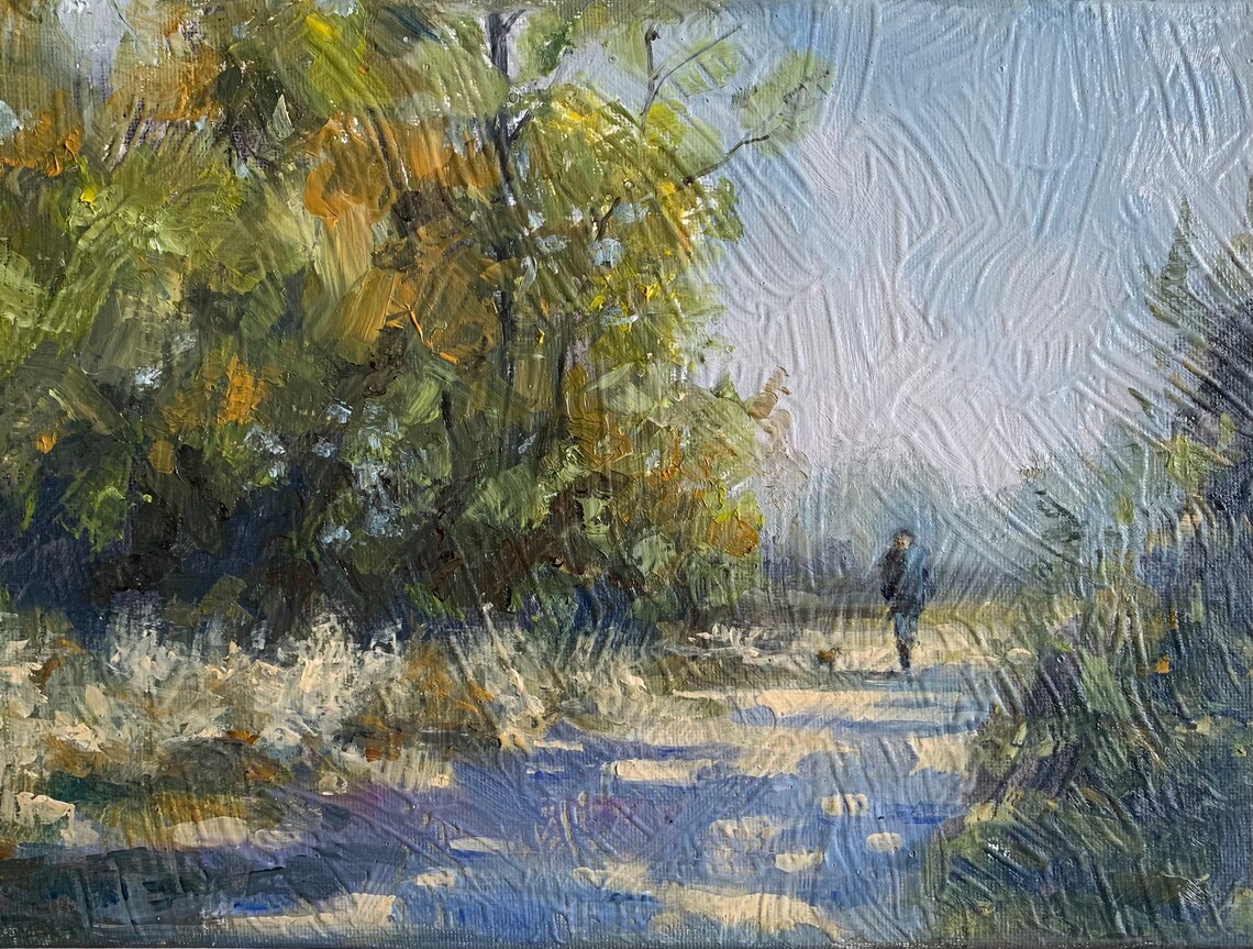 Sun Dappled Walk Original Oil on Canvas Painting by Vernon Lintern Art ...