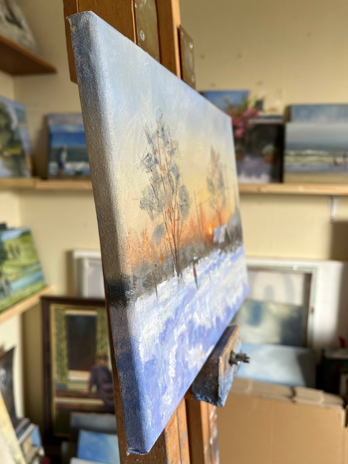 Snowy Farm Original Oil on Canvas Painting by Vernon Lintern Art for ...