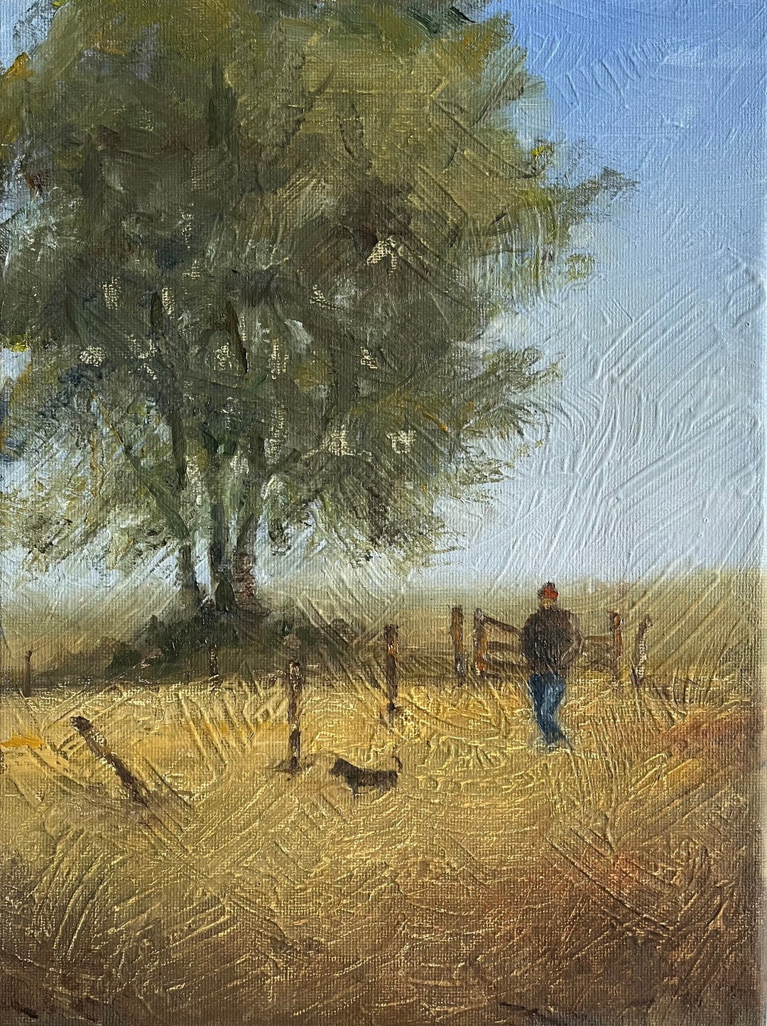 Autumn Dog Walk | Original Oil on Canvas Painting by Vernon Lintern ...