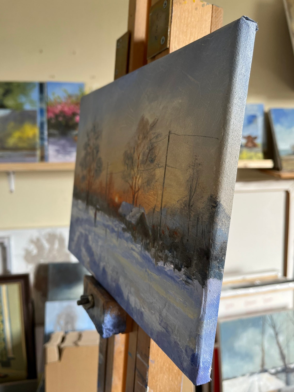 Snowy Farm Original Oil on Canvas Painting by Vernon Lintern Art for ...