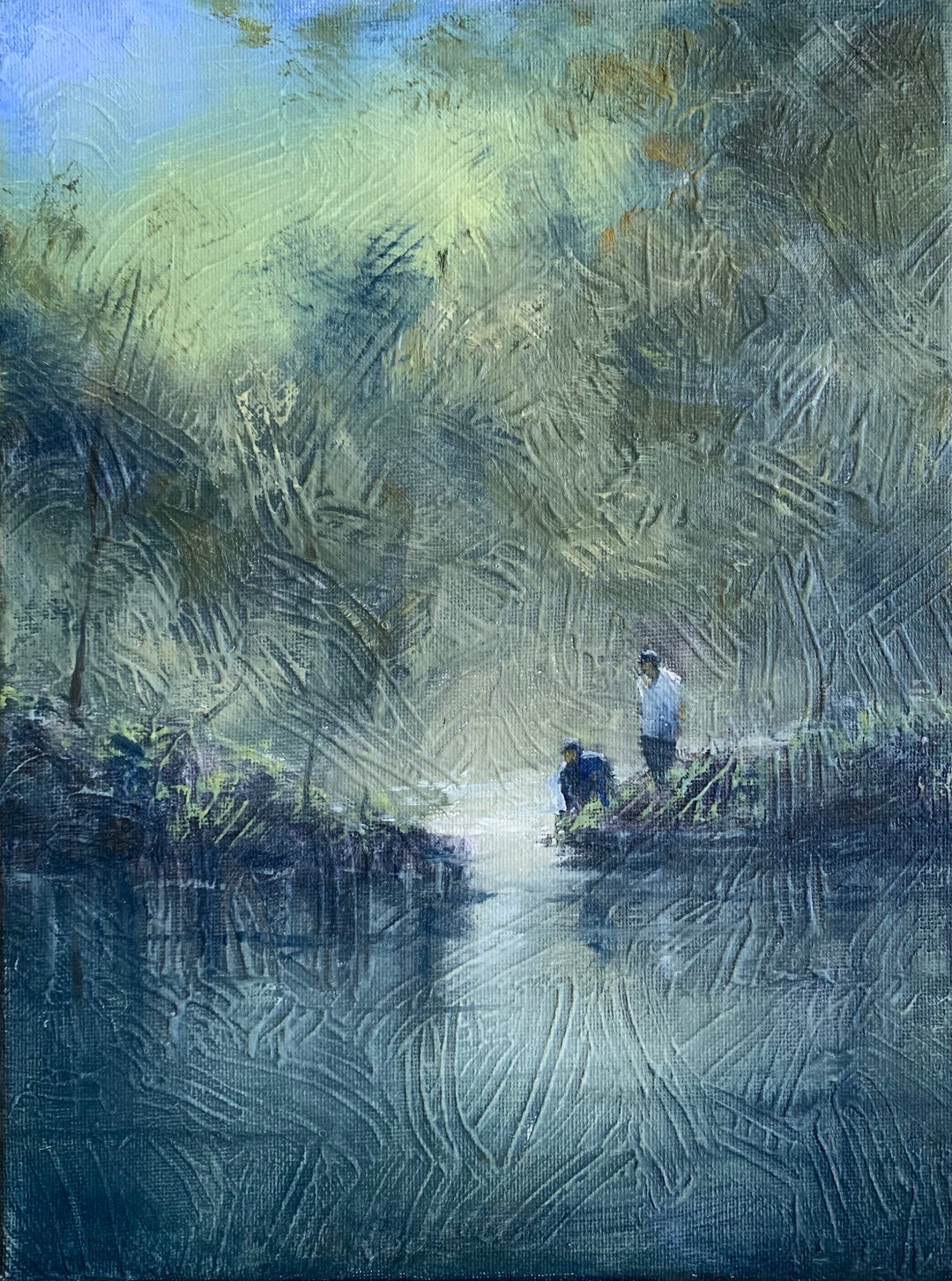 By the River | Original Oil on Canvas Painting by Vernon Lintern | Art ...