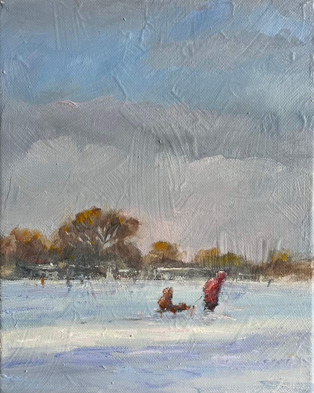 Sledging in Northdown Park | Original Oil on Canvas Painting by Vernon ...