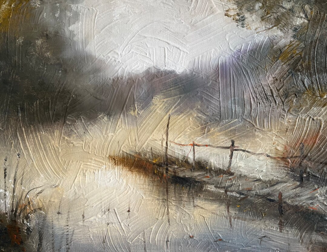 The Jetty | Original Oil on Canvas Board Painting by Vernon Lintern ...