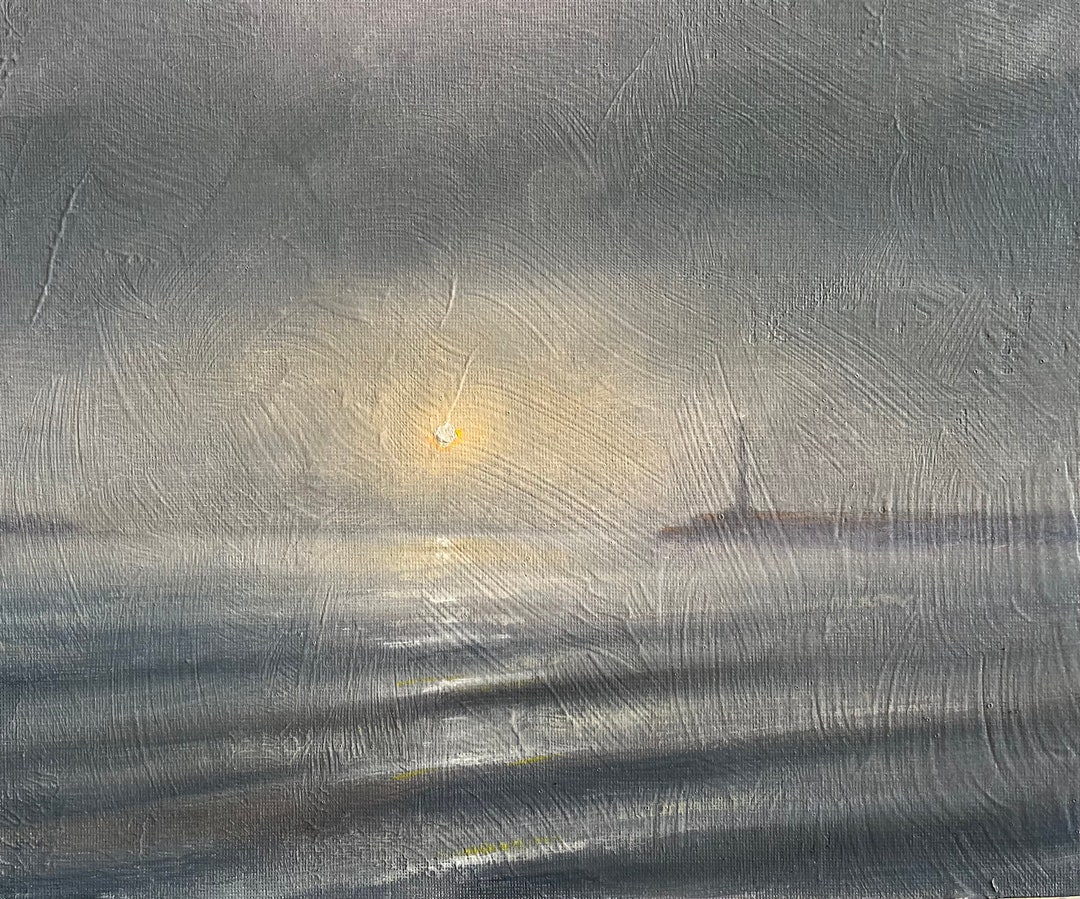 Still Sunset II | Original Oil on Canvas Board Painting by Vernon ...
