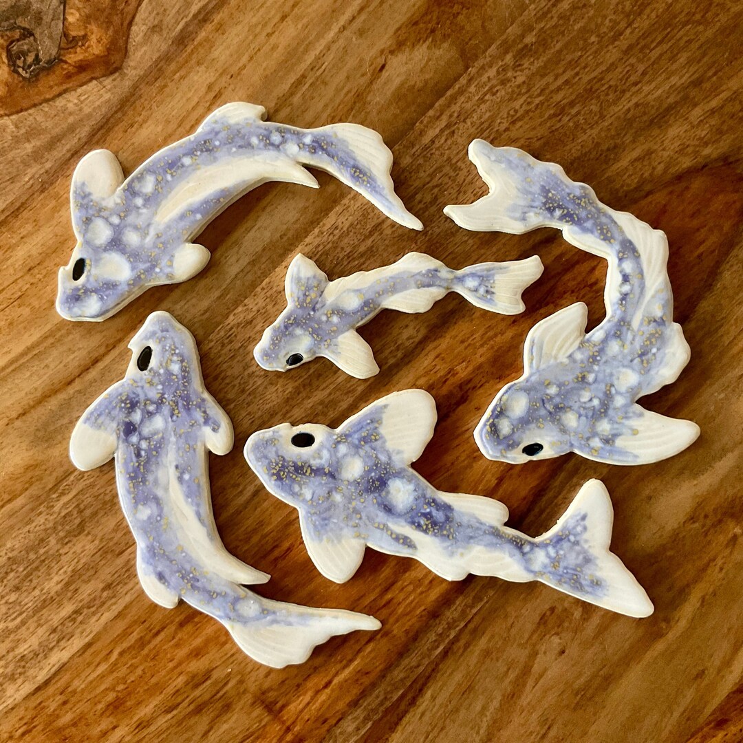 Koi Mosaic Tile- White, Lavender and Gold, Five Original Designs ...