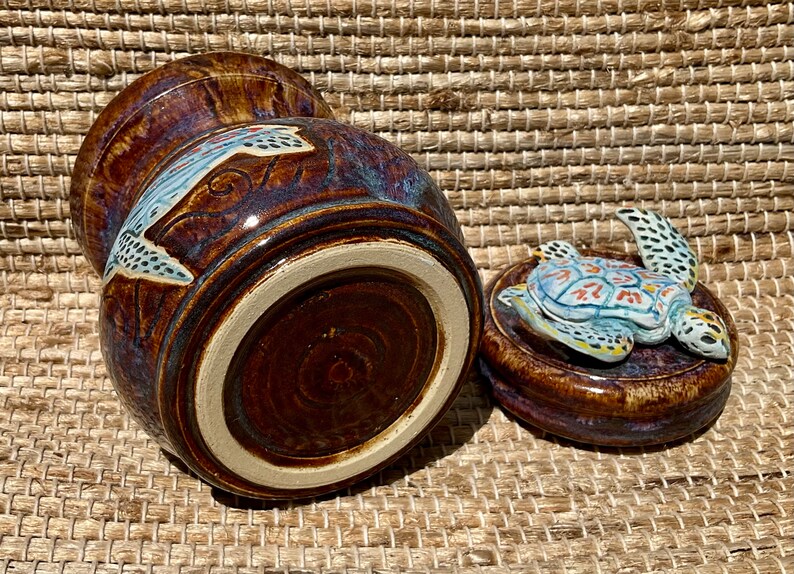 Ceramic Sea Turtle Jar One of a Kind Handmade and Sgraffito - Etsy