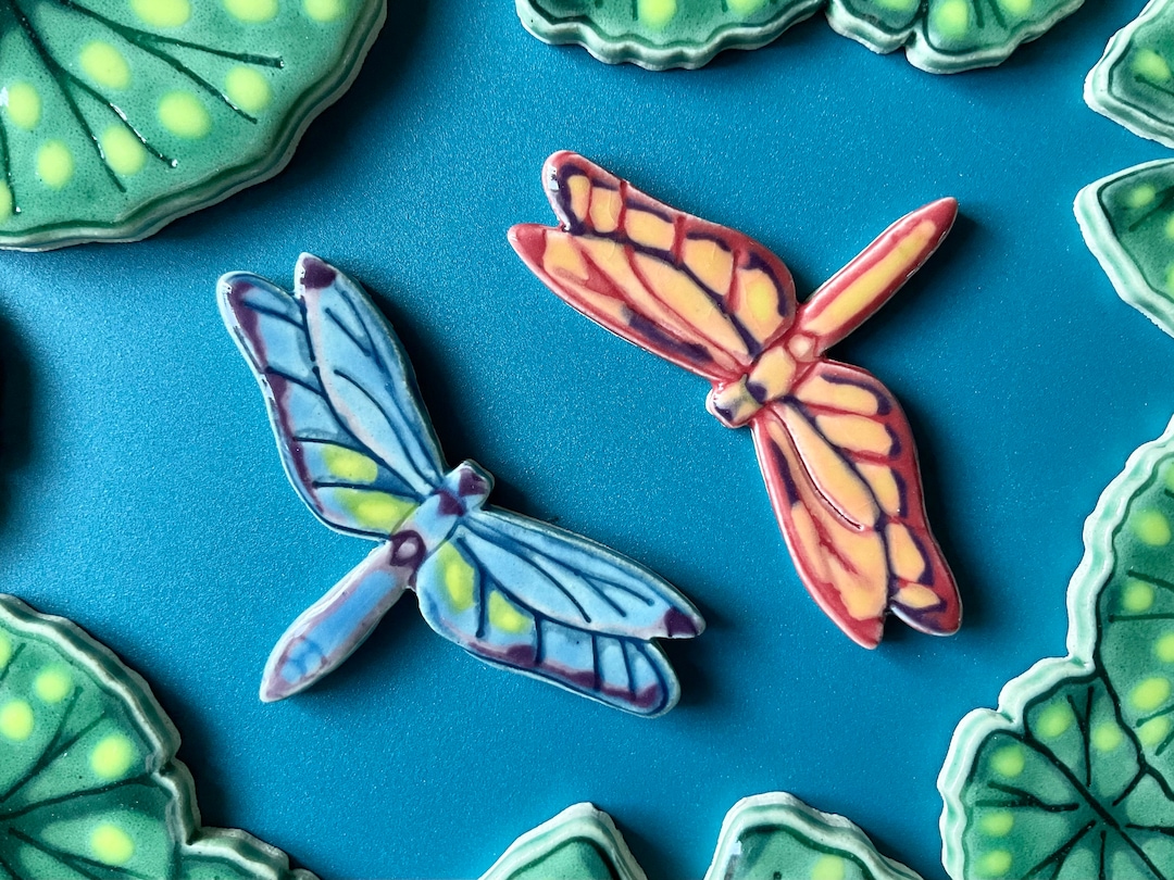 Dragonfly Mosaic Tile, Choose From Two Colors, Handmade and Glazed ...