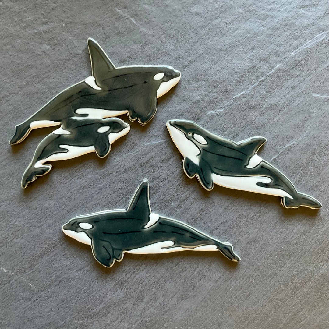 Handmade Ceramic Orca Whale Mosaic Tile: Three Original Nautical ...