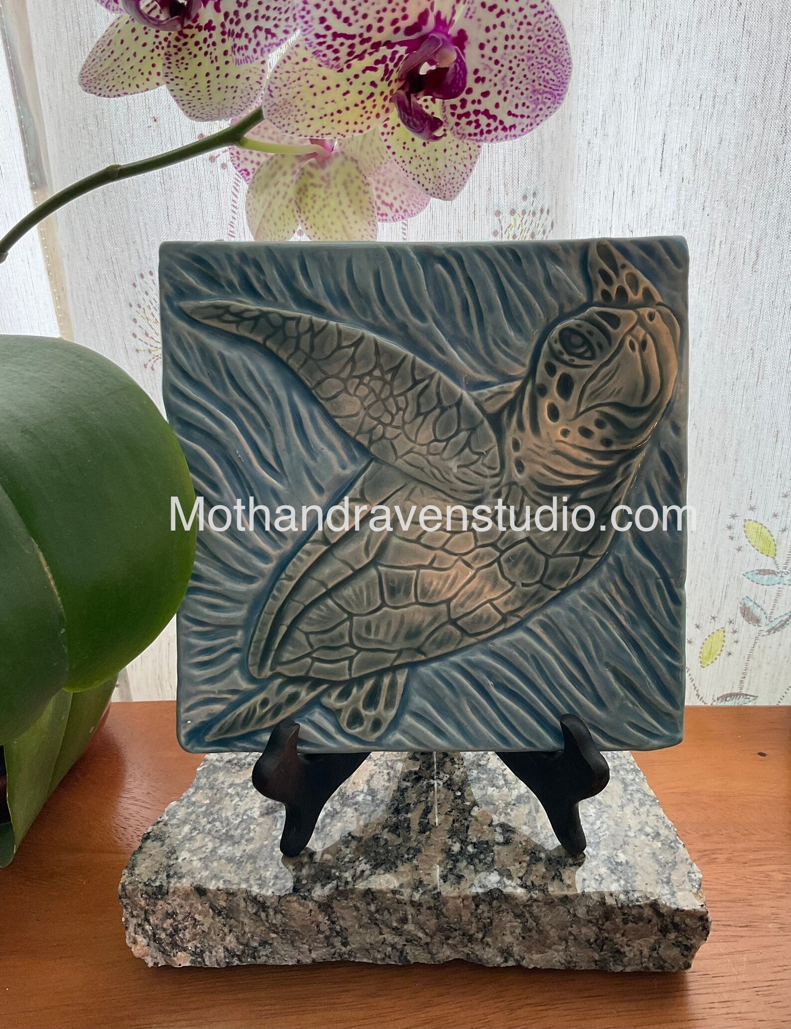 Handmade Sea Turtle Relief Tile: Original Design Hand Glazed Ceramic ...
