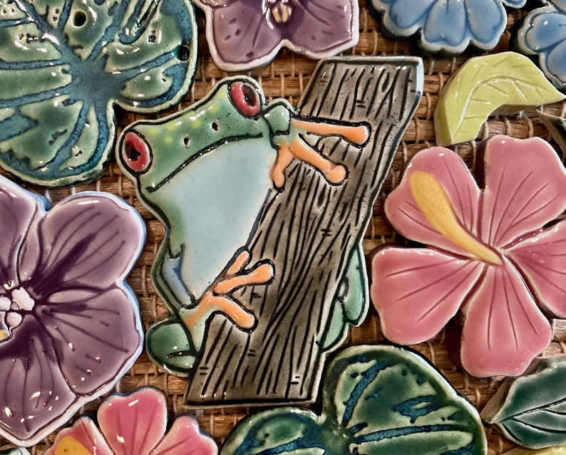 Ceramic Tree Frog Mosaic Tile Handmade Tropical Jungle - Etsy