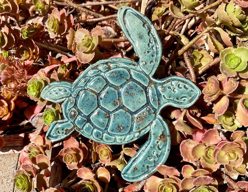 Handmade Ceramic Sea Turtle Mosaic Tile: Original Design Ocean Reef ...