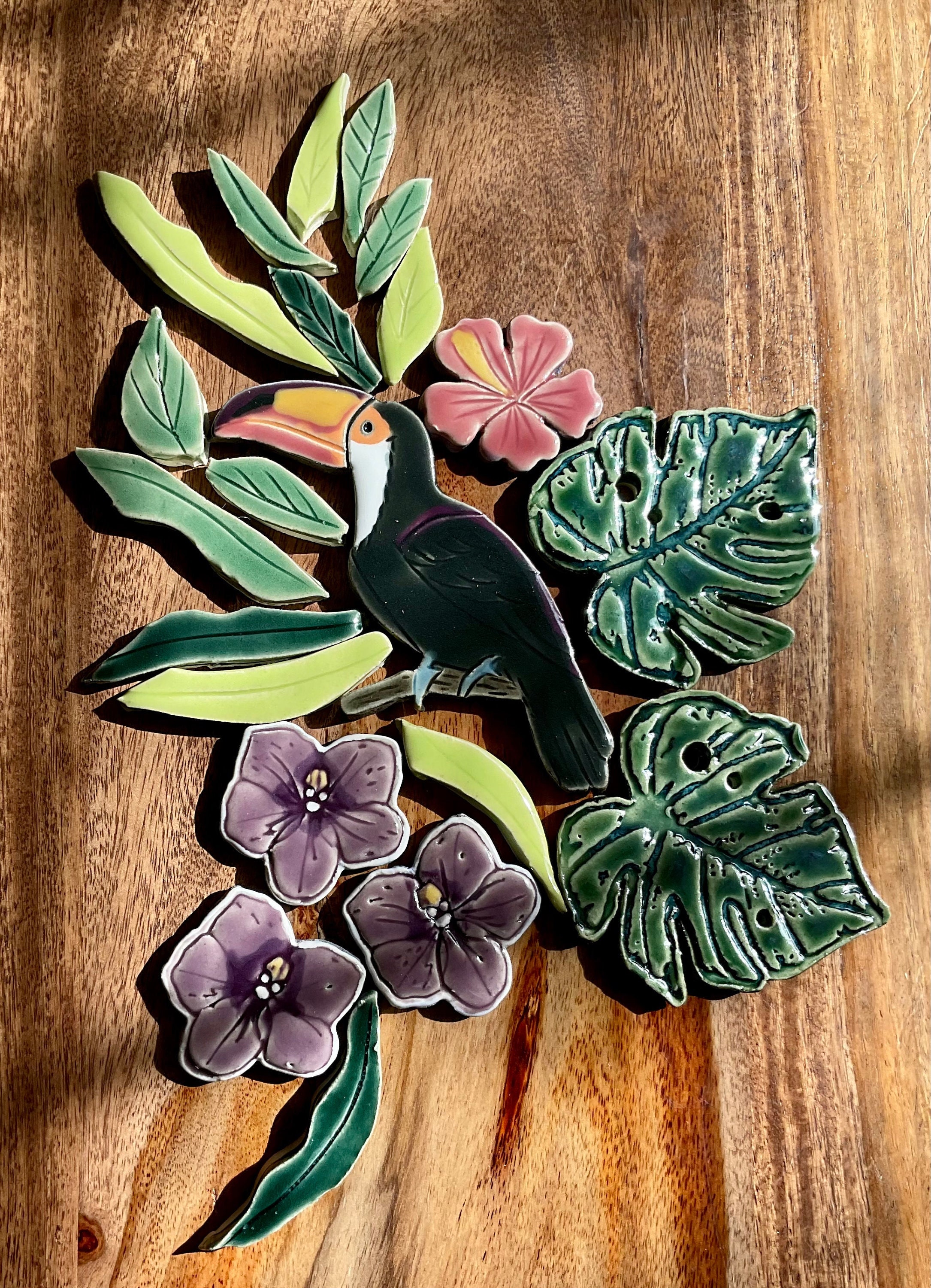 Ceramic Toucan Bird Mosaic Tile Handmade Celadon Glaze - Etsy