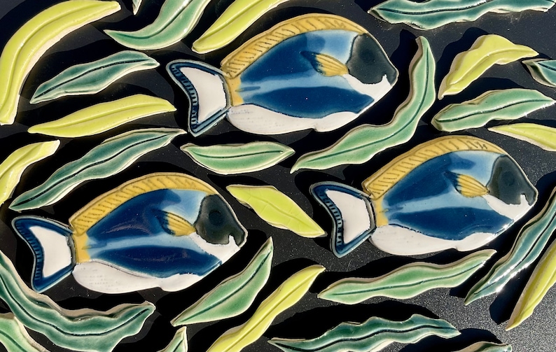 Blue Tang Fish Mosaic Tile Handmade Ceramic Glazed Tropical - Etsy