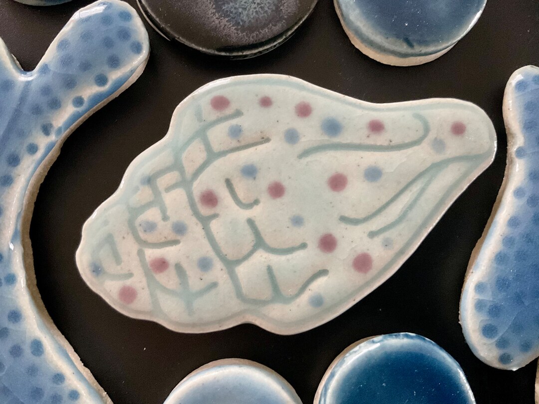 Seashell Mosaic Tile, Handpainted Ocean Shell Tile, Island Beach Decor ...