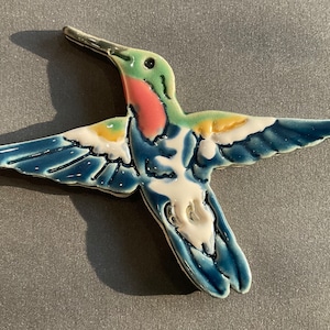 Handcrafted Ceramic Hummingbird Mosaic Tile: 3 Original, Colorful ...