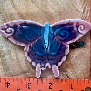 Ceramic Butterfly Mosaic Tile, Handmade Glazed Bug Insect Garden ...