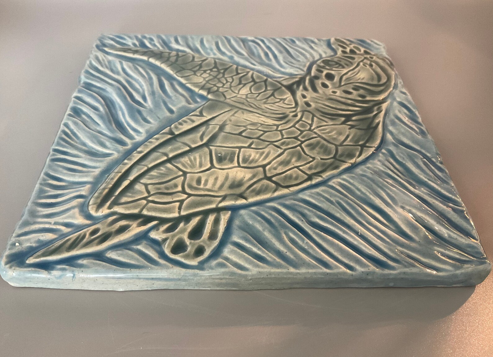 Sea Turtle Tile Ceramic Handmade Pressed Relief Square - Etsy