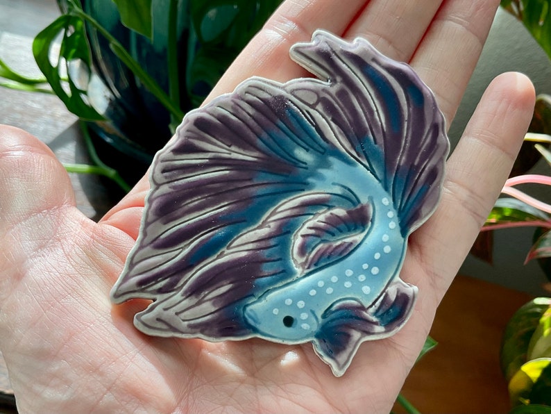 Ceramic Betta Fish Mosaic Tile Handmade Glazed Siamese - Etsy