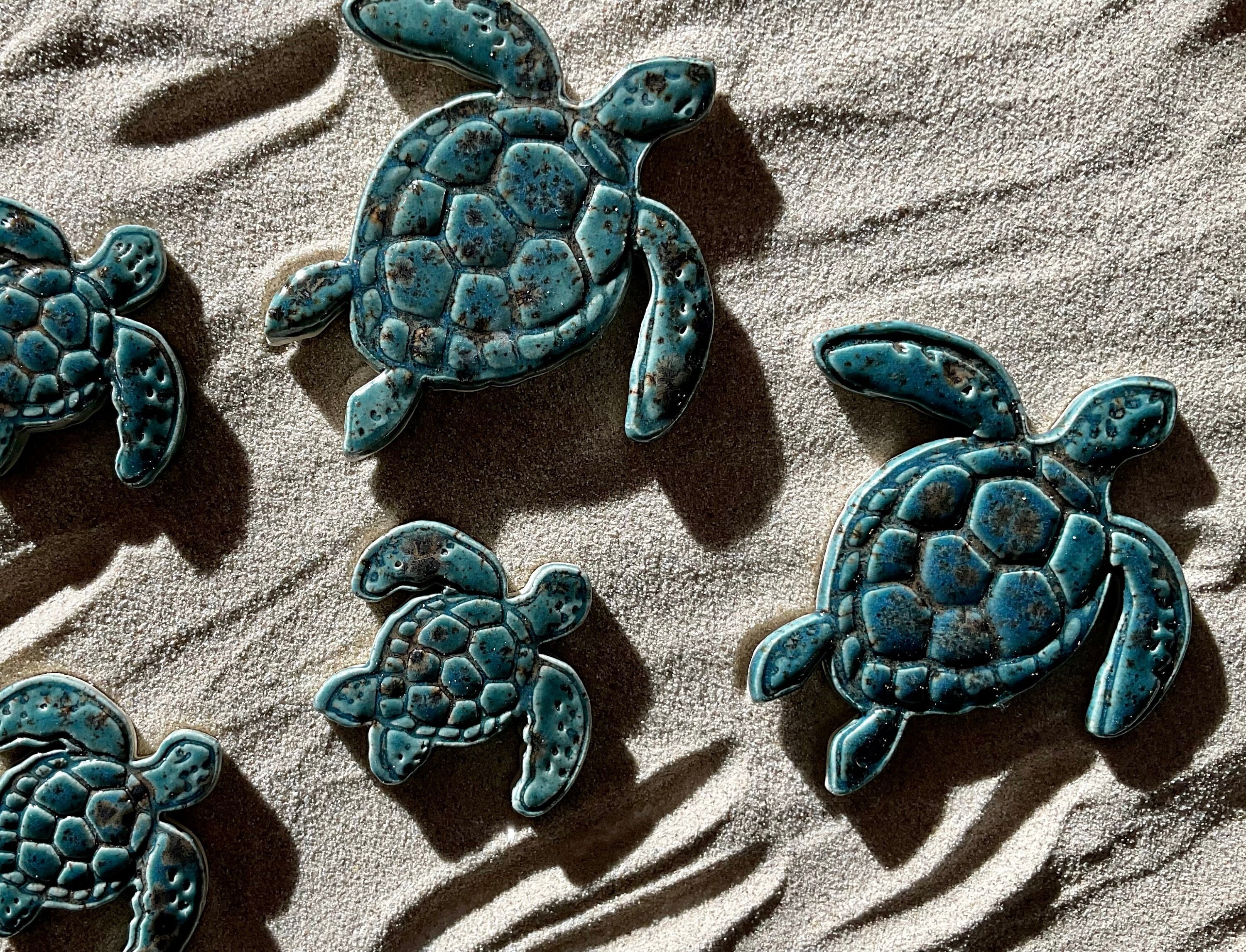 Handmade Ceramic Sea Turtle Mosaic Tile: Original Design Ocean Reef ...