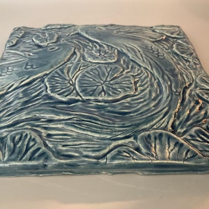 Handmade Relief Koi Tile: Original Design Pond Scene Art Pottery - Etsy