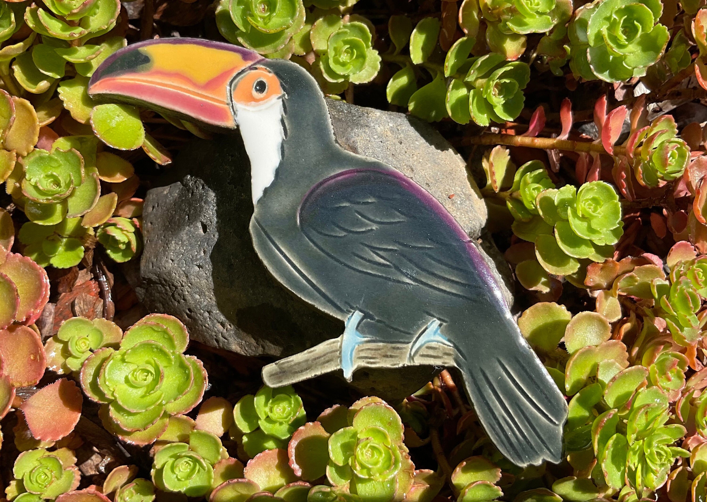 Ceramic Toucan Bird Mosaic Tile Handmade Celadon Glaze - Etsy
