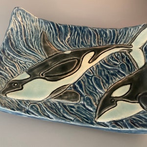 Orca Tray, Ceramic Handmade Soapdish, Wallet, Change, Keys Ocean Decor ...